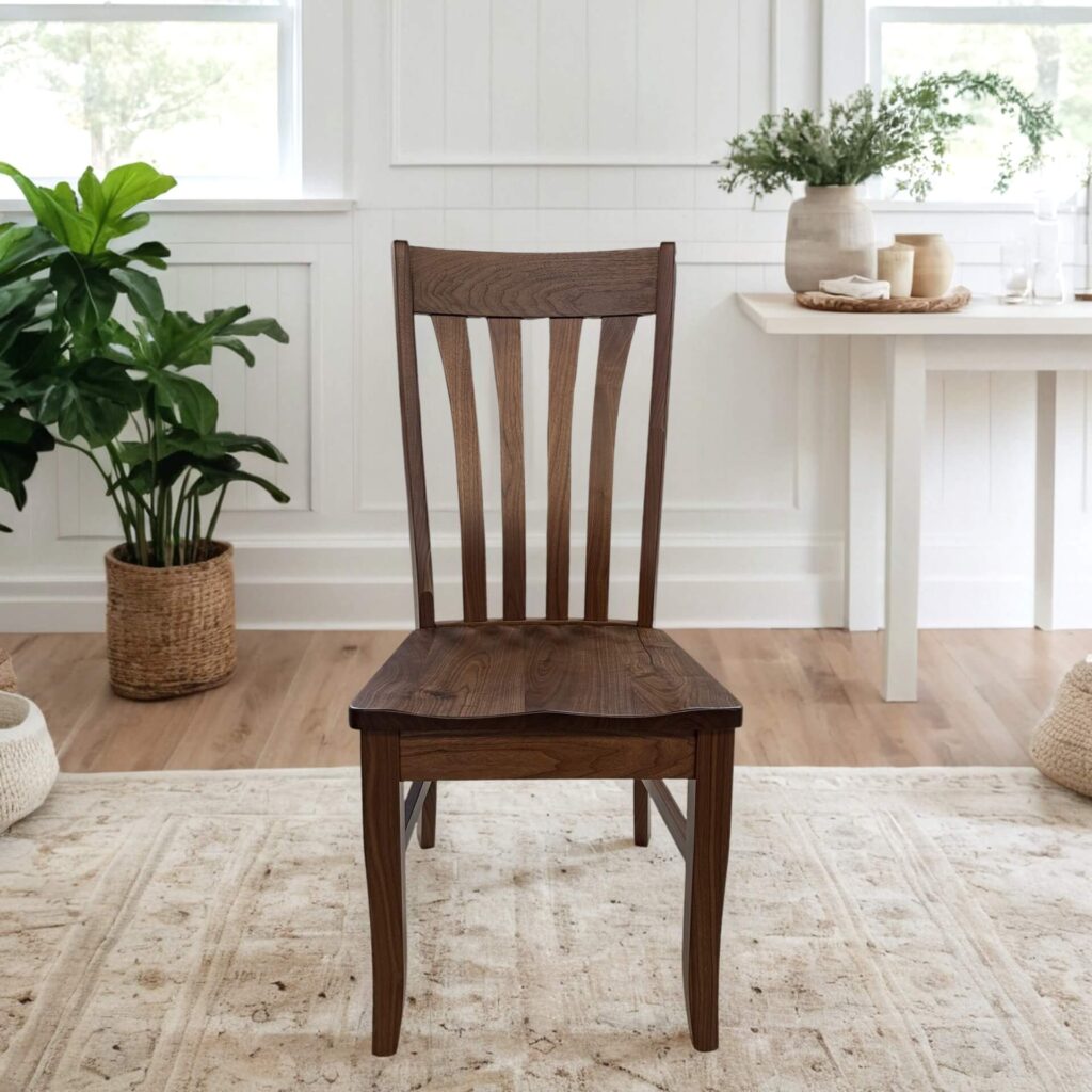 Mirage Collection Chair – Solid Walnut Slat Back Dining Chair